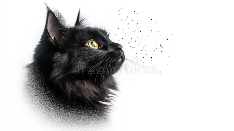 Black Cat with Dissolving Effect on White Background Stock Illustration ...