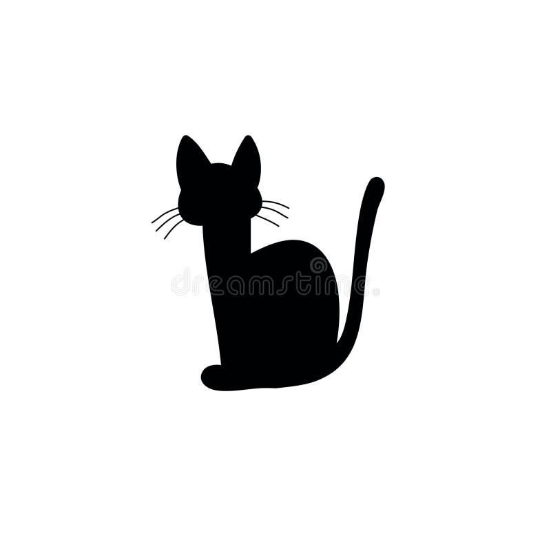 Black Cat Doodle Icon, Vector Illustration Stock Illustration ...
