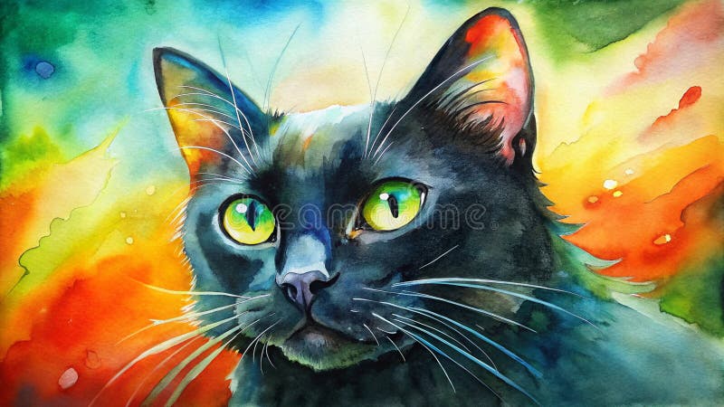 Black Cat Drawing with a Fierce Face Generative AI Stock Illustration ...