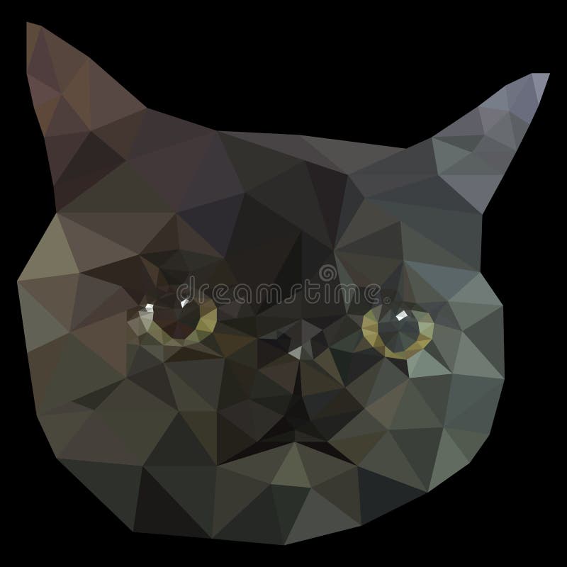 Black Cat Face Low Poly Geometric. Stock Vector - Illustration of ...