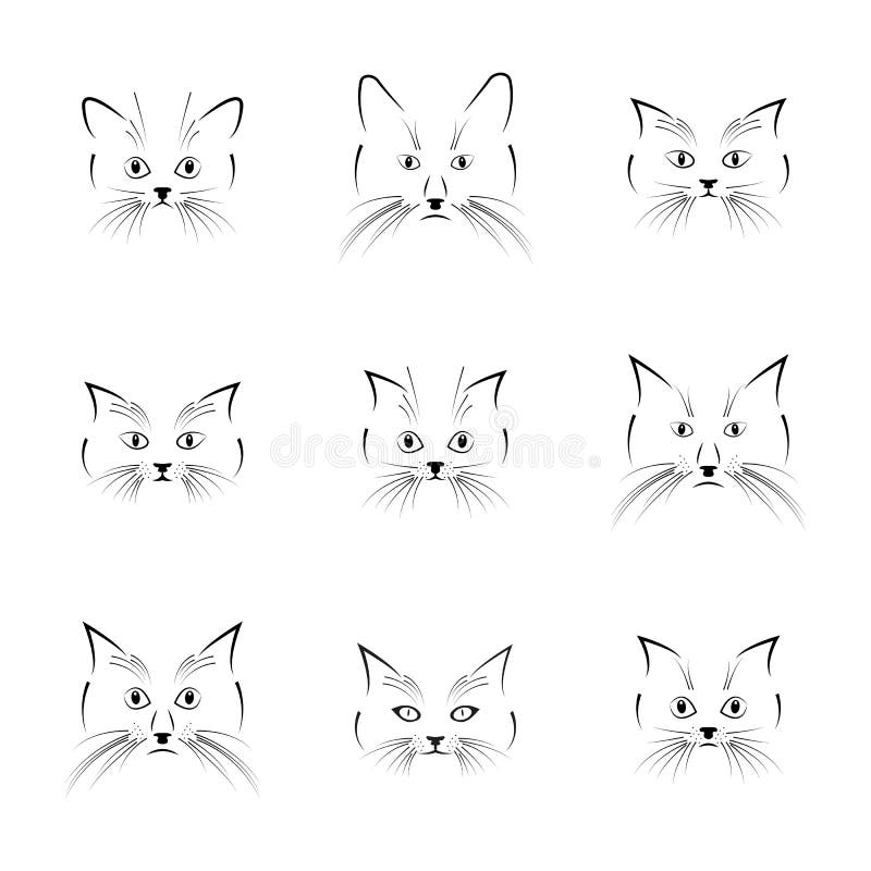 Black Cat Face Vector Illustration Stock Vector Illustration Of