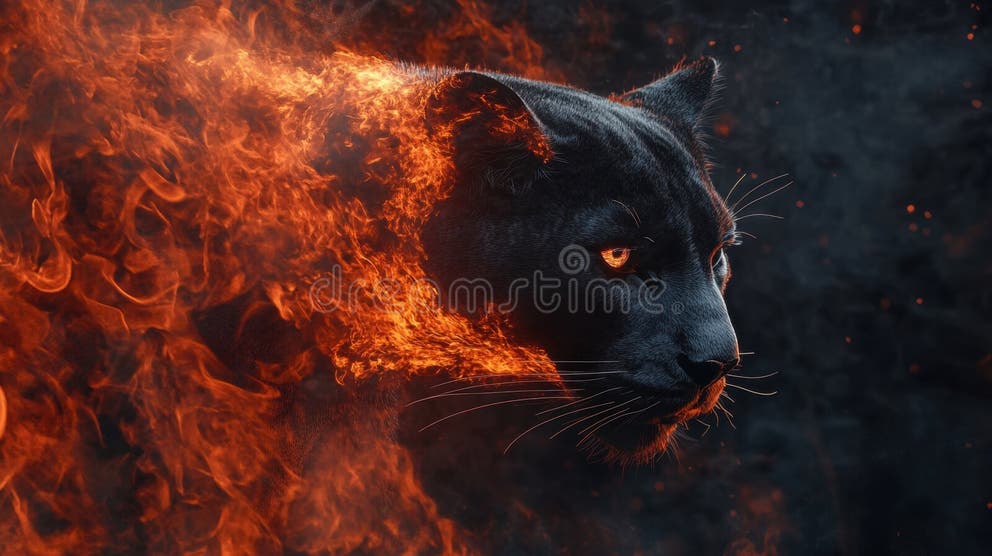 A Black Cat with a Fireball in Its Mouth Stock Illustration ...