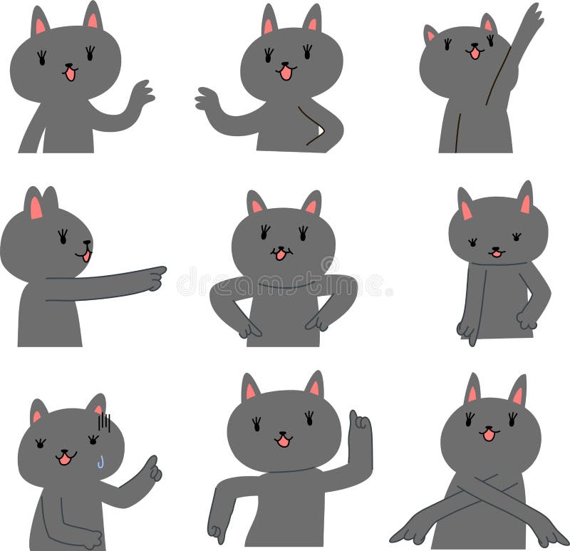 Black Cat that Guides You by Pointing Your Finger Stock Vector ...