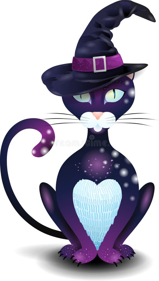 Black cat with hat stock vector. Illustration of evil - 44657425