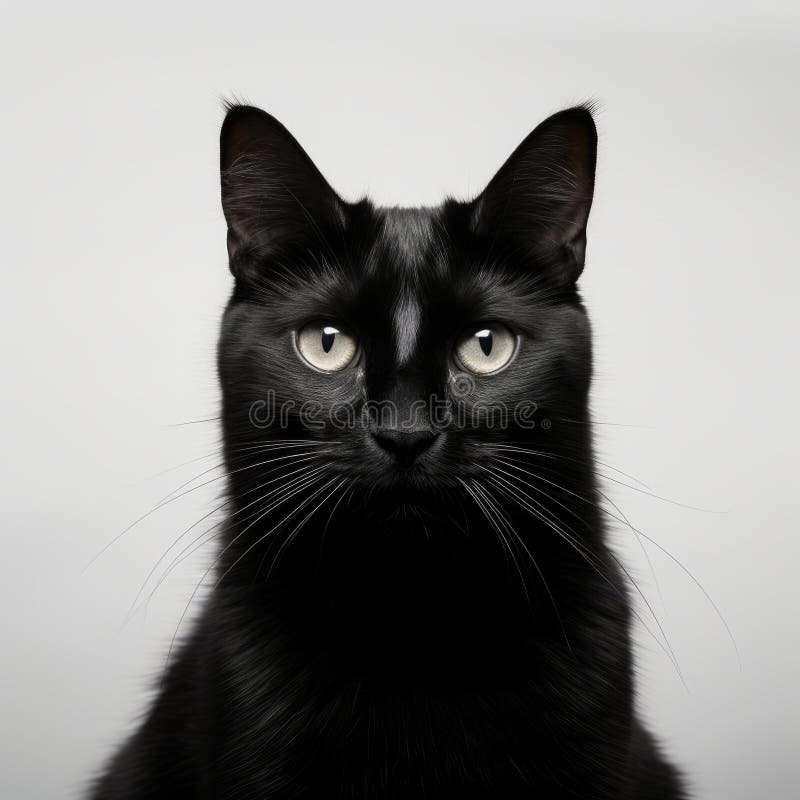 Black Cat with Huge Eyes in Minimalist Style by Akos Major Stock ...