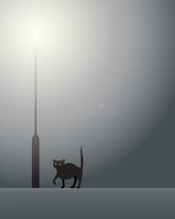 Black cat and lamp post stock vector. Illustration of eyes - 16192266