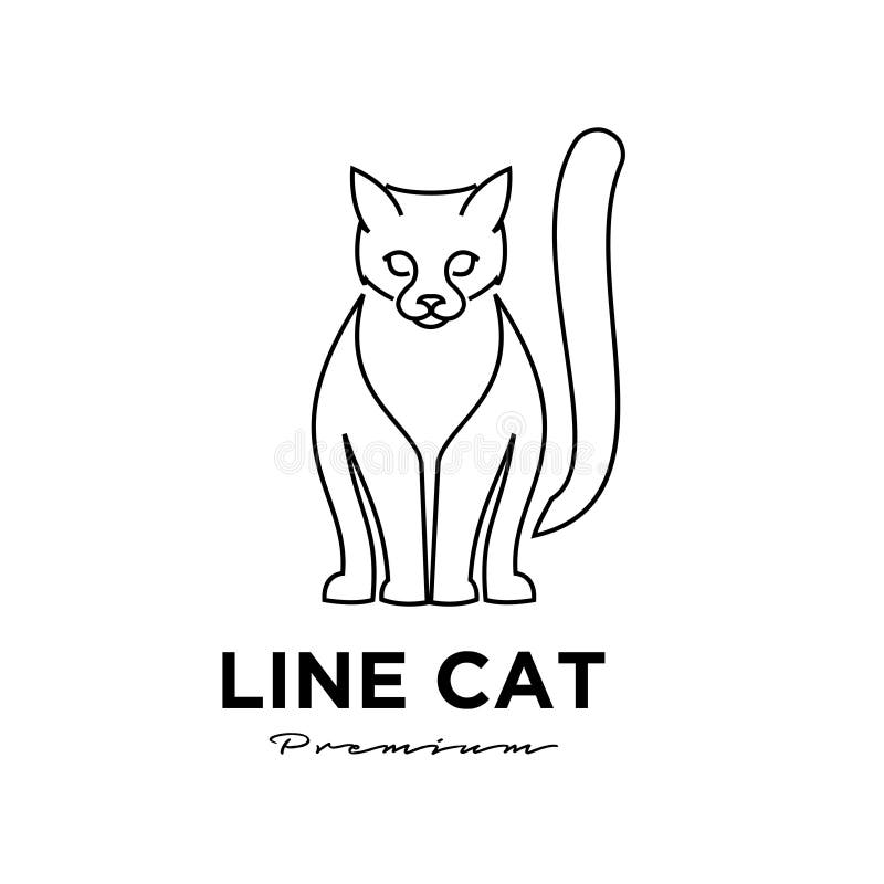 Black Cat Simple Logo Design Stock Illustration - Illustration of cute ...