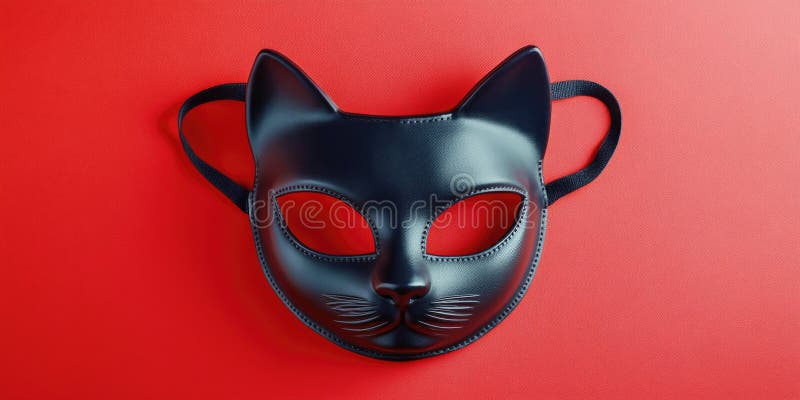 A Black Cat Mask with a Black Strap Hanging from it Stock Photo - Image ...