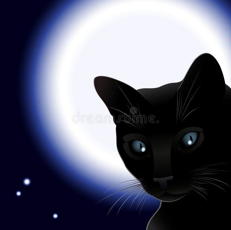 Blue Cat Moon Silhouette Stock Illustrations – 2,593 Blue Cat Moon ...