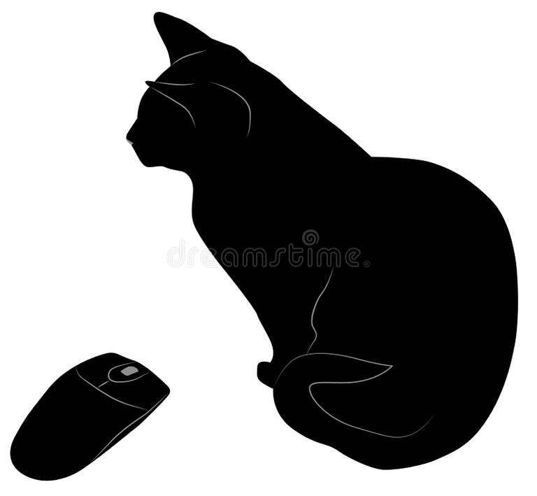 Black cat and mouse stock vector. Illustration of animal - 26120071