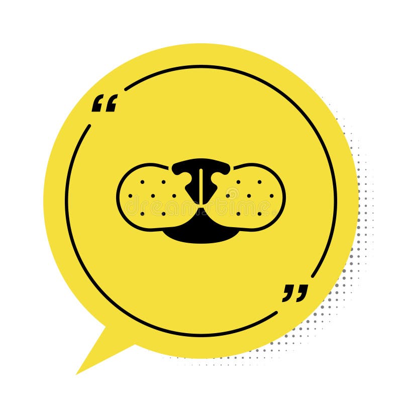 Black Cat Nose Icon Isolated on White Background. Yellow Speech Bubble ...
