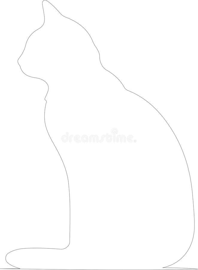 Black Cat Outline Silhouette Generative Ai Stock Vector - Illustration ...