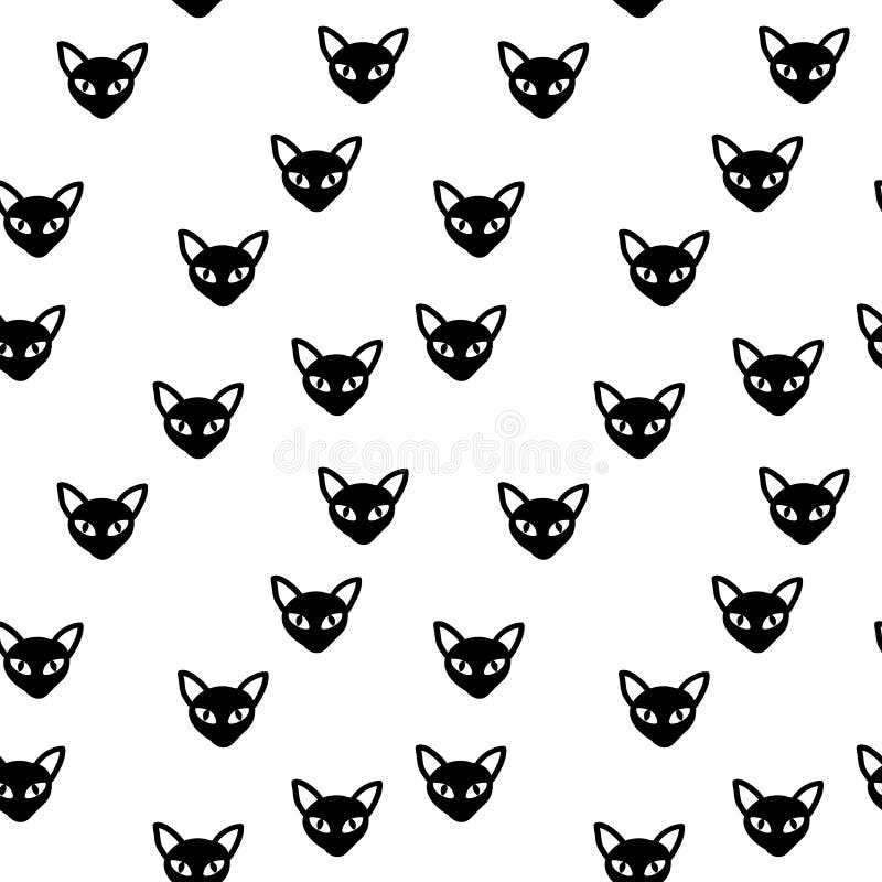 Black cat pattern stock vector. Illustration of seamless - 78995846