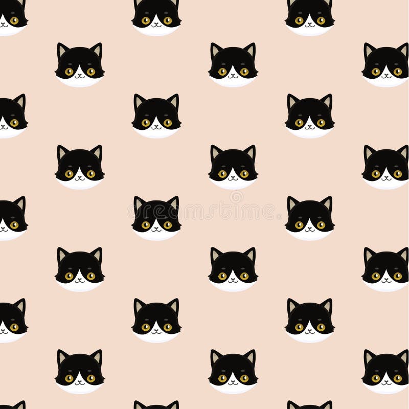 Black cat pattern. stock vector. Illustration of seamless - 92251960