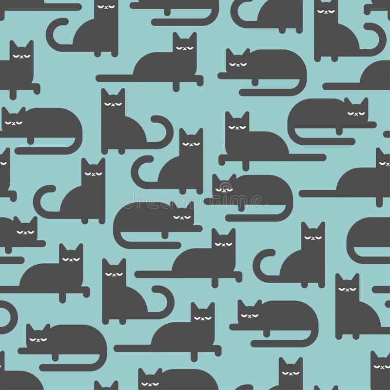 Black Cat Pattern Seamless. Pet Background Stock Vector - Illustration ...