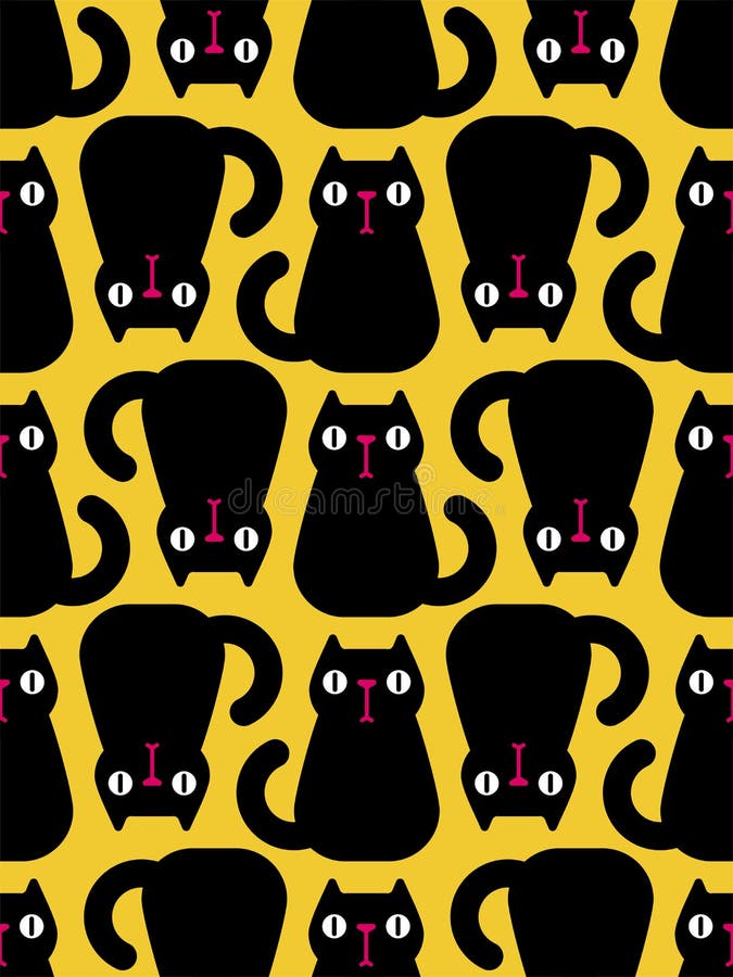 Black Cat Pattern Seamless. Pet Background Stock Vector - Illustration ...
