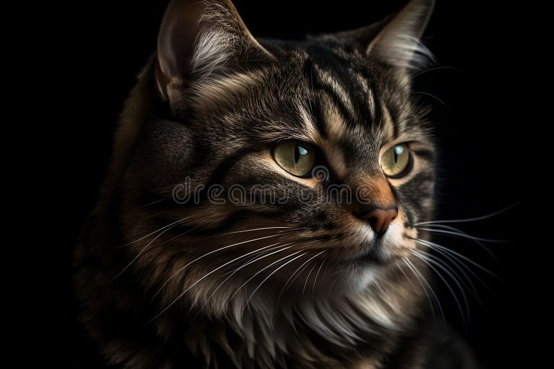 Black Cat Portrait. Generative AI. Stock Illustration - Illustration of ...