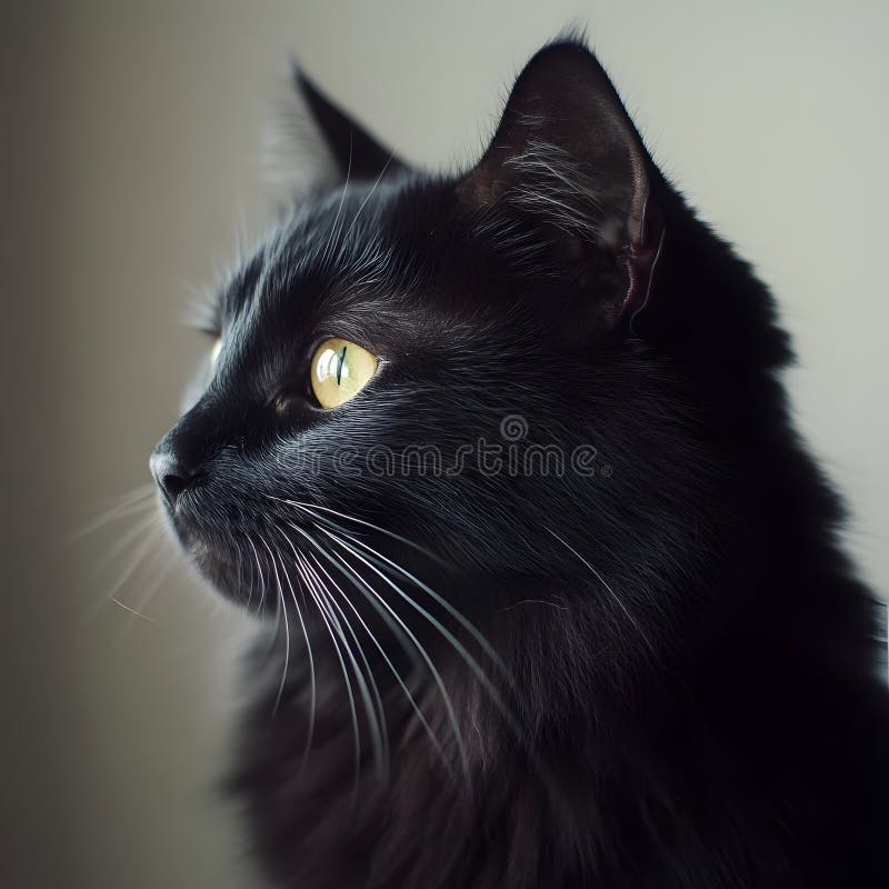 Black Cat in Profile stock illustration. Illustration of natural ...