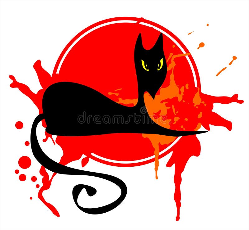 Black cat in a red frame stock vector. Illustration of artistic - 3140190
