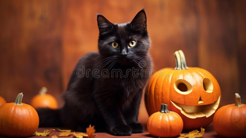 A Black Cat with a Ridge of White Fur on Its Face Sitting in Front of a ...