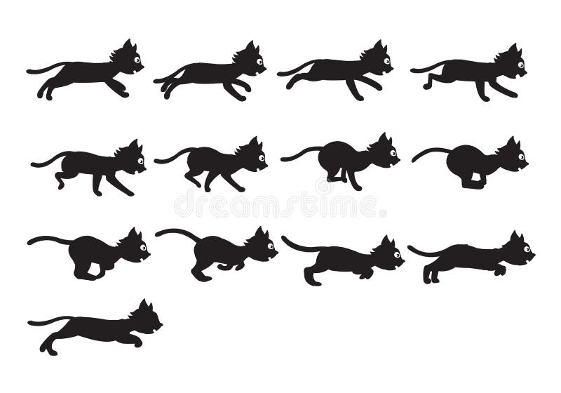 Running Cat Animation Sprite Stock Illustration - Illustration of ...