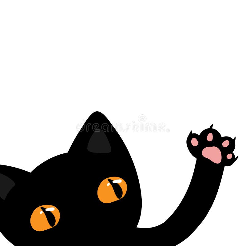 Black Cat Say Hello, Cute Vector Illustration for Kids Stock Vector ...