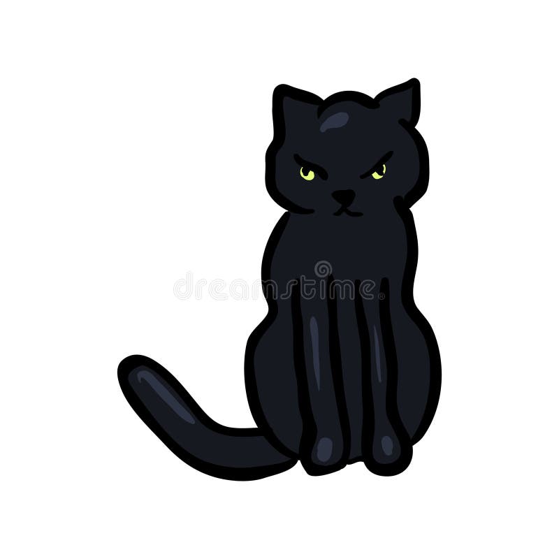 Black Cat Doodle Icon stock vector. Illustration of cute - 311375881