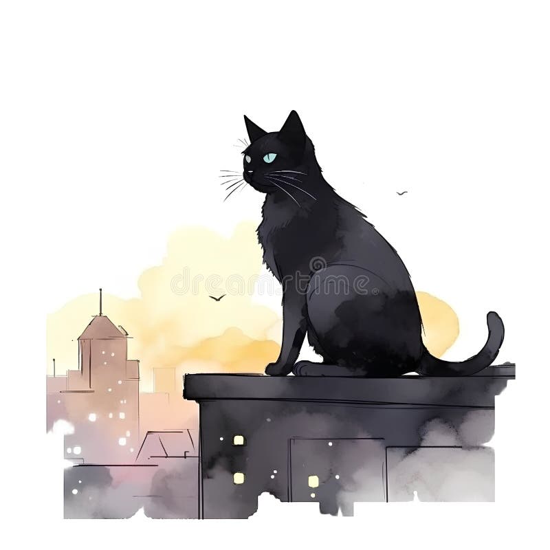 Watercolor Cat Art Silhouette Isolated Vector Stock Photos - Free ...