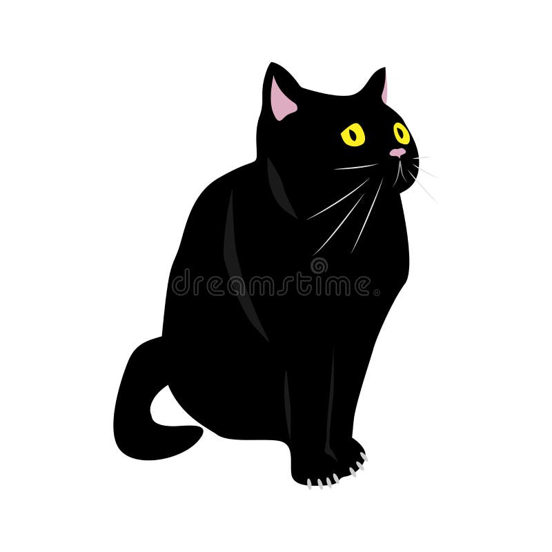 Black Cat Sits and Looks Away Stock Vector - Illustration of template ...