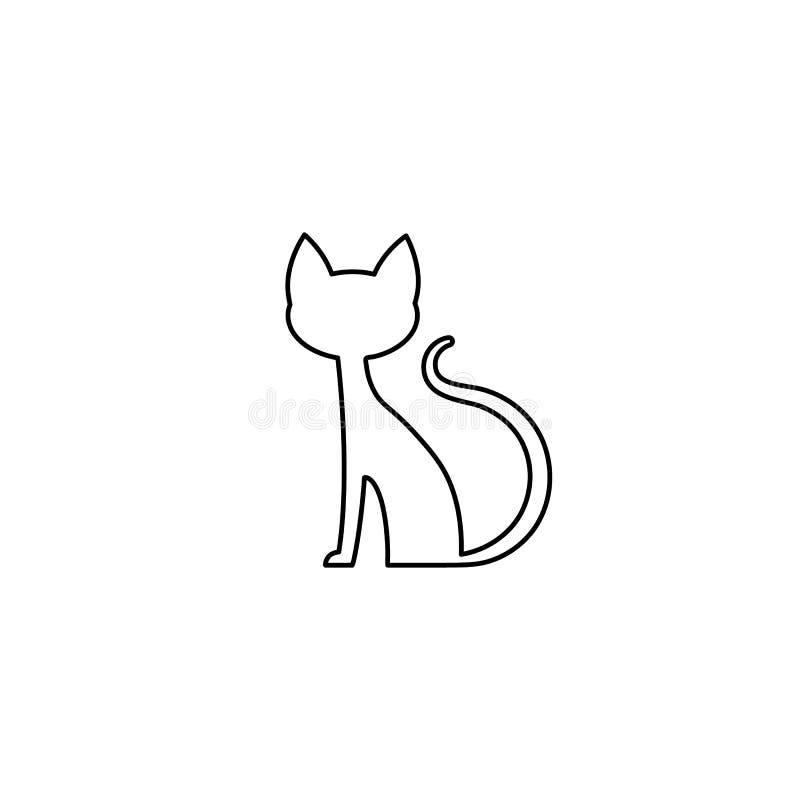 Sitting Cat Back Drawing