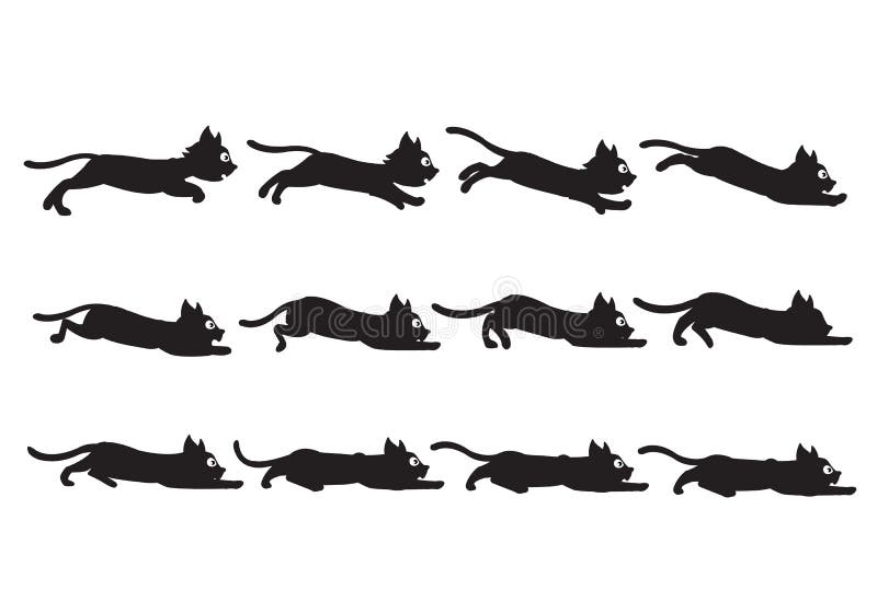 Black Cat Jumping Sprite stock vector. Illustration of simple - 55208697
