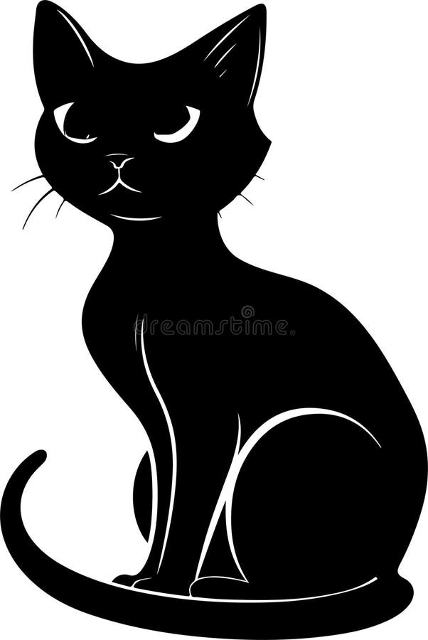 Black Cat Vector Illustration Stock Vector - Illustration of kitty ...