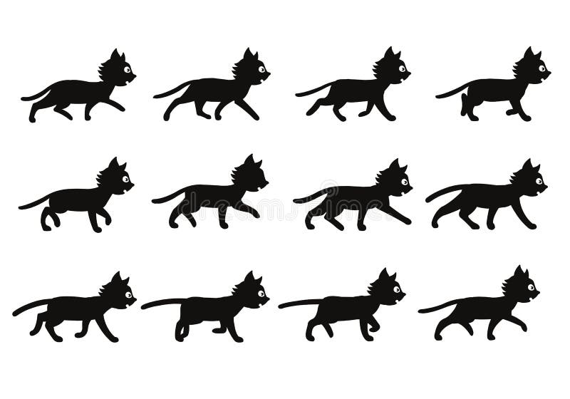 Black Cat Running Sprite Stock Illustrations – 8 Black Cat Running ...