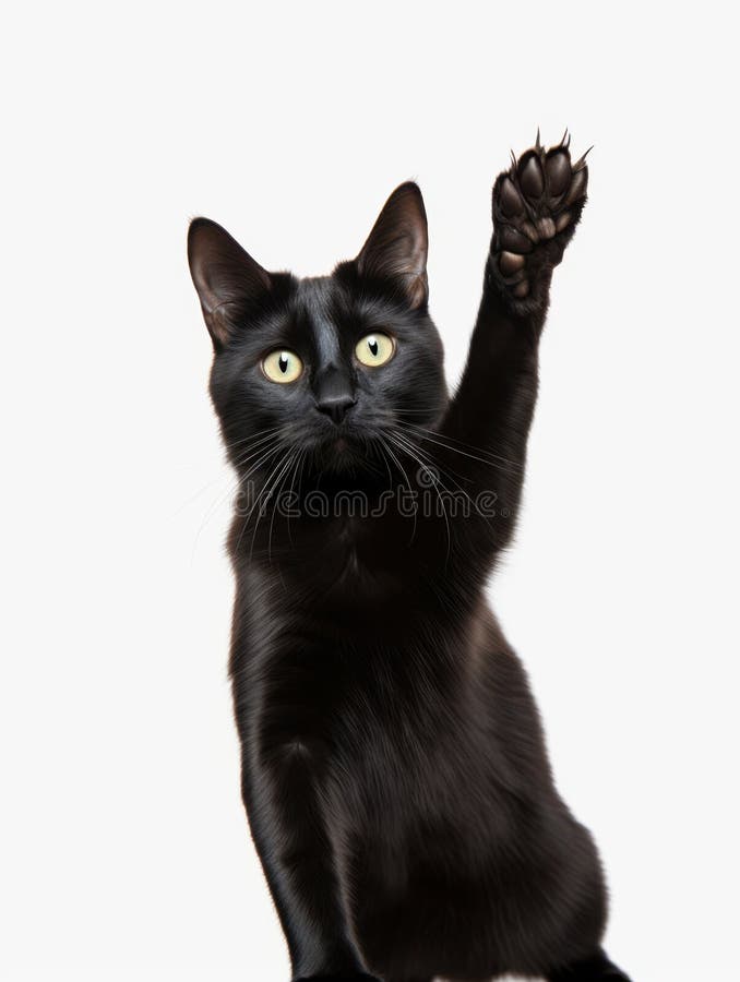 Black cat waving stock photo. Image of domestic, yellow - 372086698