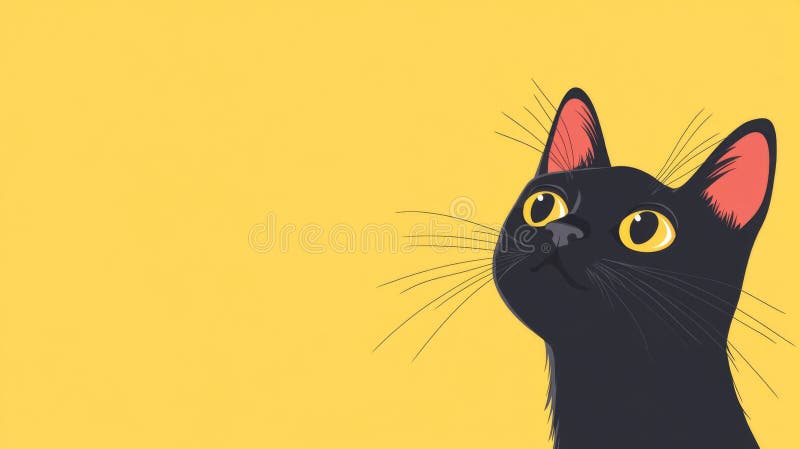 Black Cat on Yellow Background Illustration Stock Illustration ...