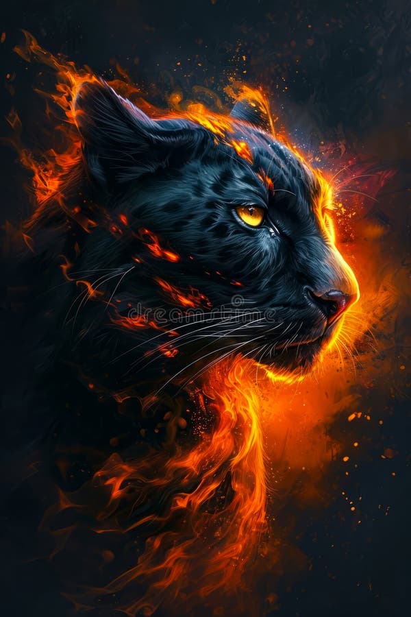 Black Cat with Yellow Eyes Stares into the Camera As it Sits in Front ...