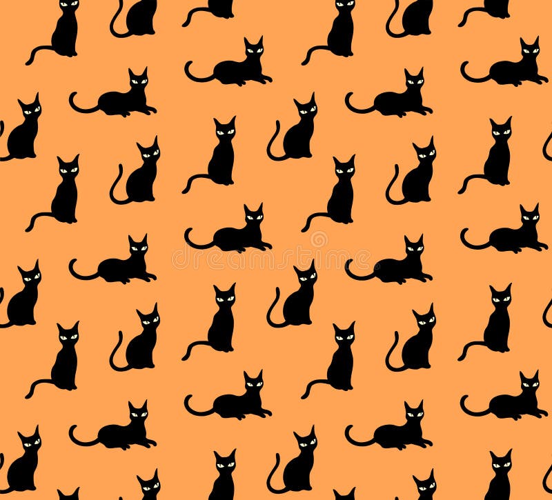 Halloween Cute Pattern with Cat, Pumpkin and Bat Vector Stock Vector ...