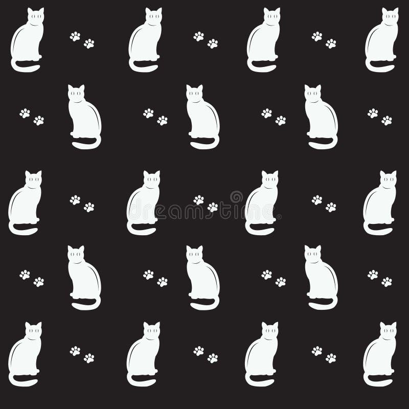 Black cats and footsteps stock vector. Illustration of ornament - 62504499