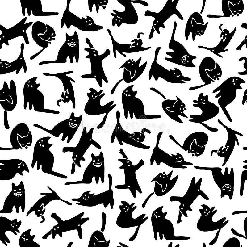 Black cats pattern stock vector. Illustration of kitten - 65404363