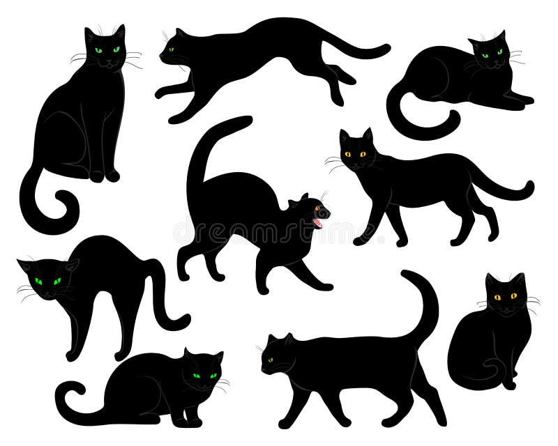 Black cats set stock vector. Illustration of black, play - 76781145