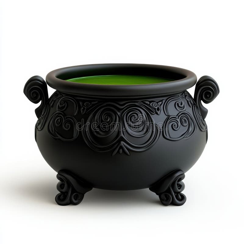 A Black Cauldron with Green Liquid Inside of it, AI Stock Photo - Image ...