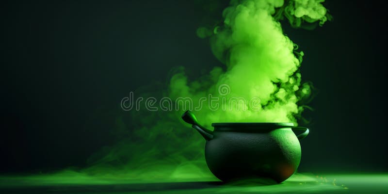 A Black Cauldron with Green Smoke Rising from it Stock Image - Image of ...