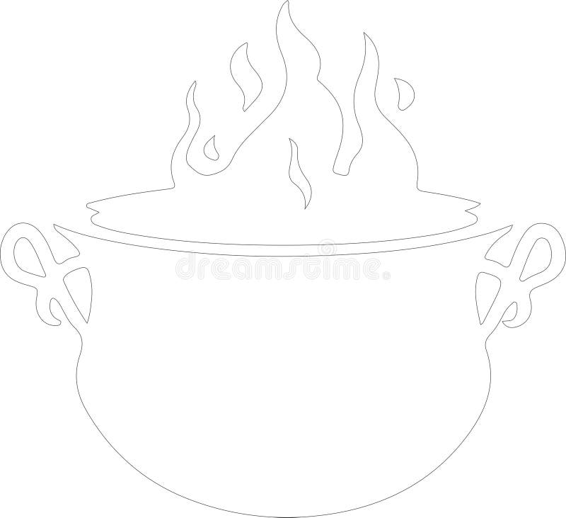 A Black Cauldron with Green Smoke and Symbols Stock Illustration ...