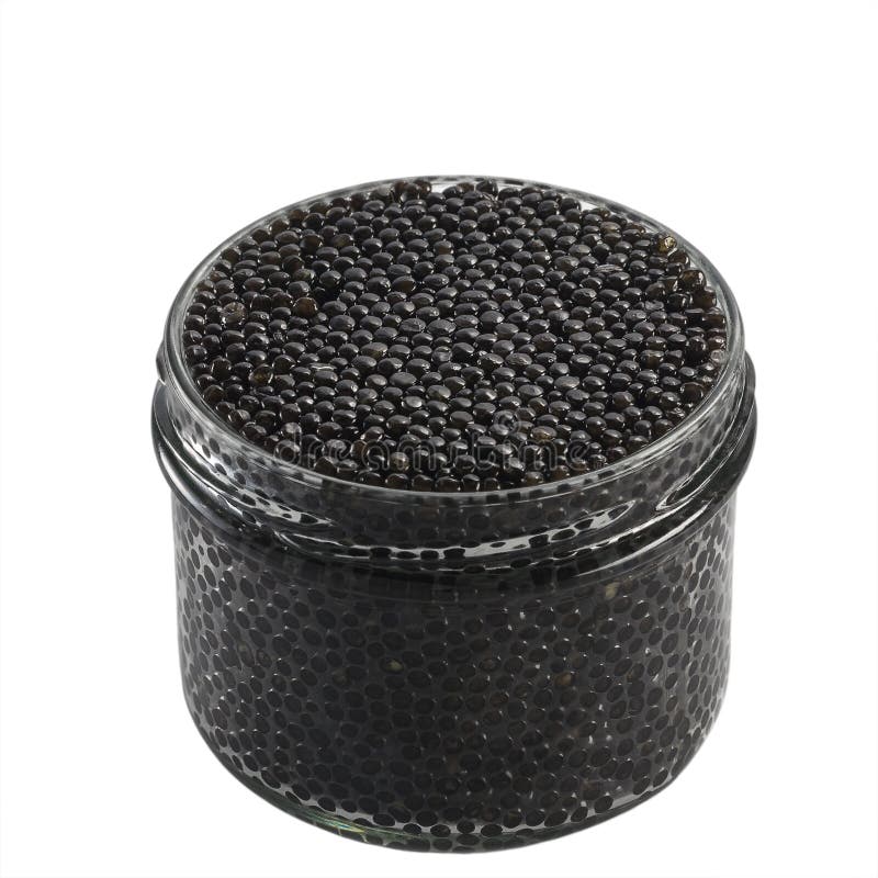 Black Caviar in a Glass Jar on a White Background Isolate Stock Photo ...