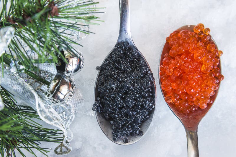 Black Caviar and Salmon Roe Stock Photo - Image of caviar, festive ...
