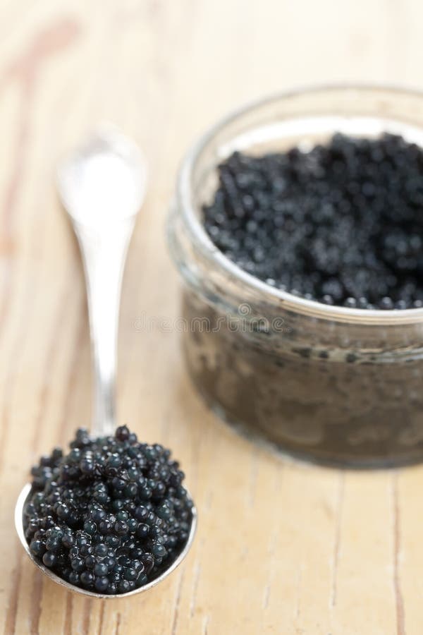 Black caviar in spoon stock photo. Image of caviar, refreshment - 16906300