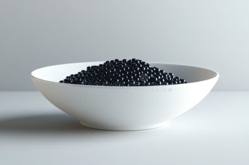 Black Caviar in the White Bowl Stock Illustration - Illustration of ...