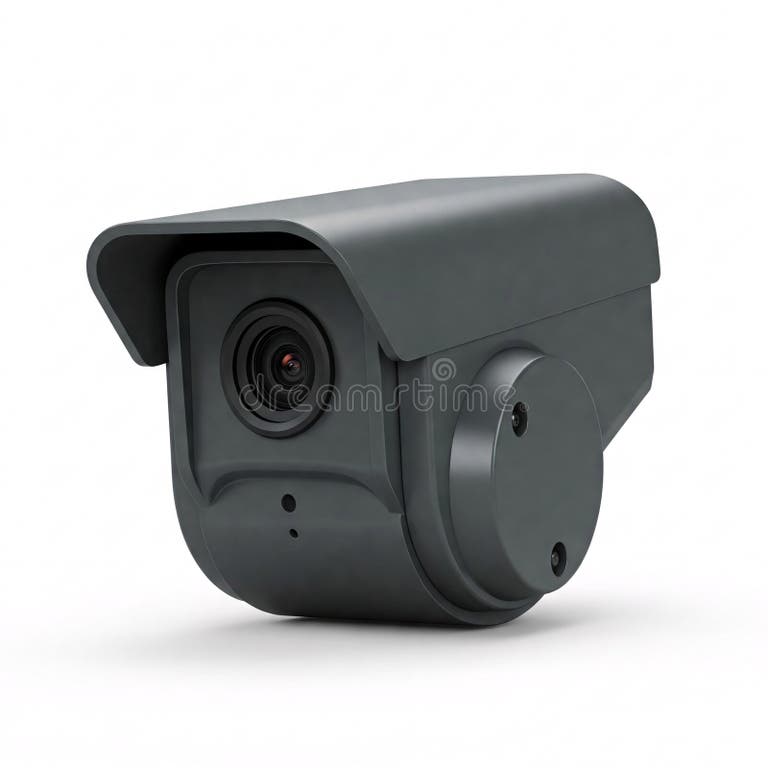 Black CCTV Camera Isolated on a White Background. Security and ...