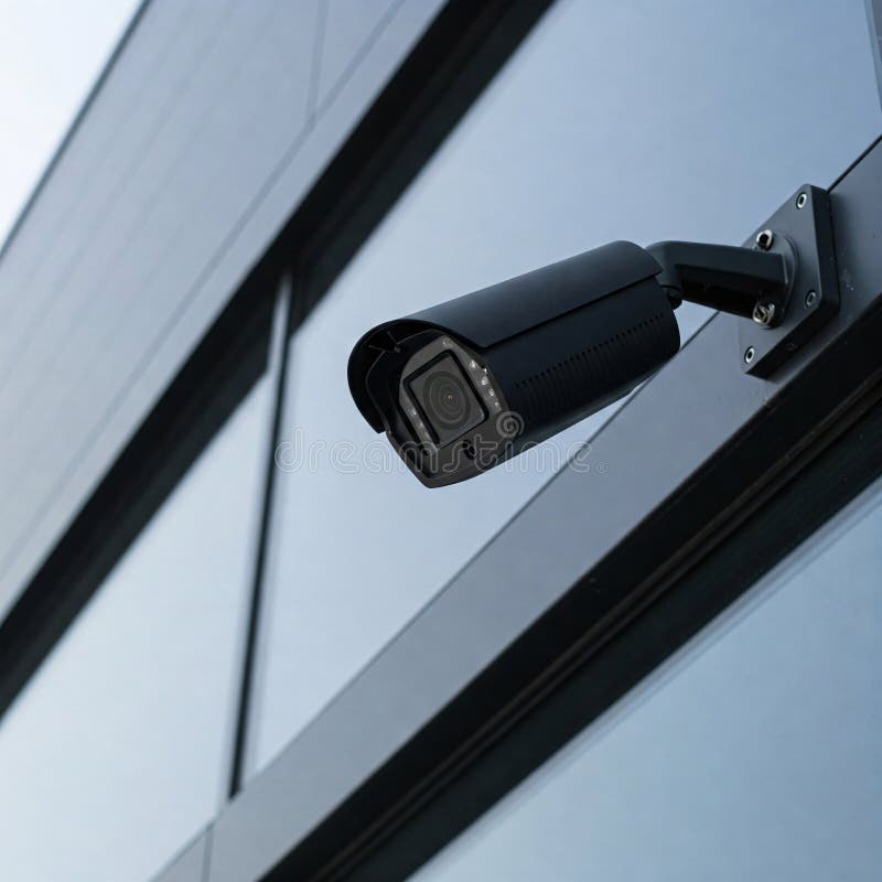 Black CCTV Camera Mounted on a Modern Building. Security Stock ...
