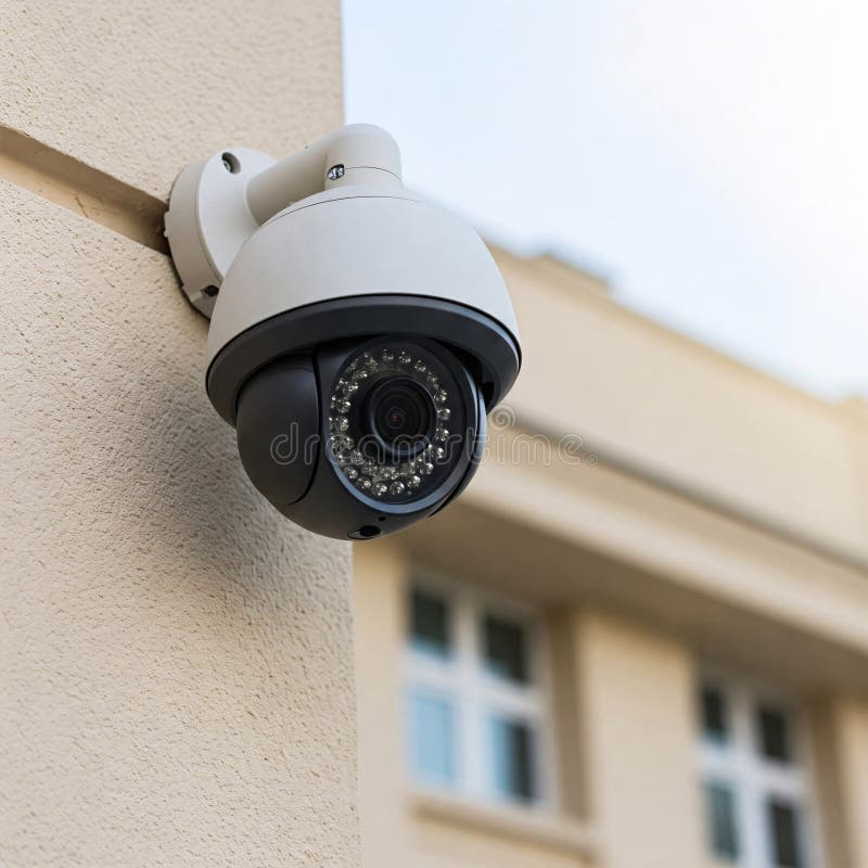 Black CCTV Camera Mounted on a Modern Building. Security Stock ...